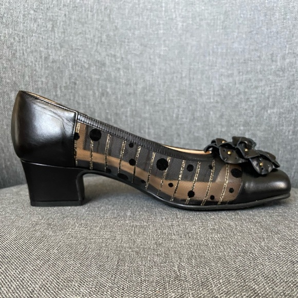 Gres Paris | Shoes | Gres Paris Black Leather Polka Dot Heels 65 | Poshmark